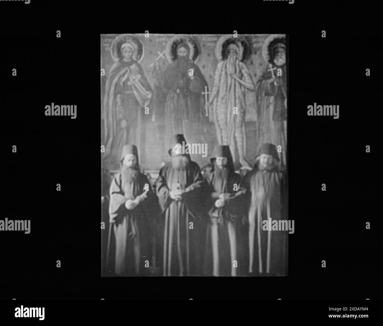 Travel views of Europe , Abbot and deacons of the Mount Athos monastery ...