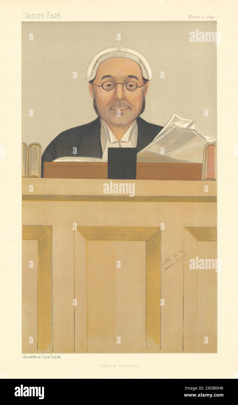 VANITY FAIR SPY CARTOON Charles Bowen 'Judicial Politeness'. Judge 1892 ...