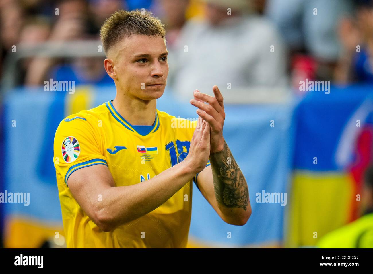 DUSSELDORF, GERMANY - JUNE 21: Volodymyr Brazhko of Ukraine applauds ...