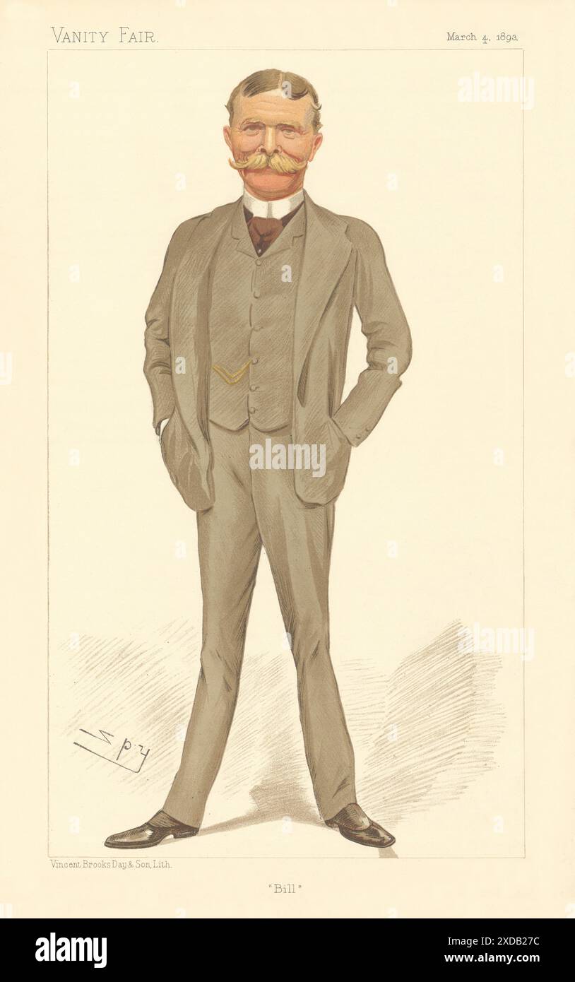 VANITY FAIR SPY CARTOON Col William Carington 'Bill' Bucks 1893 old ...