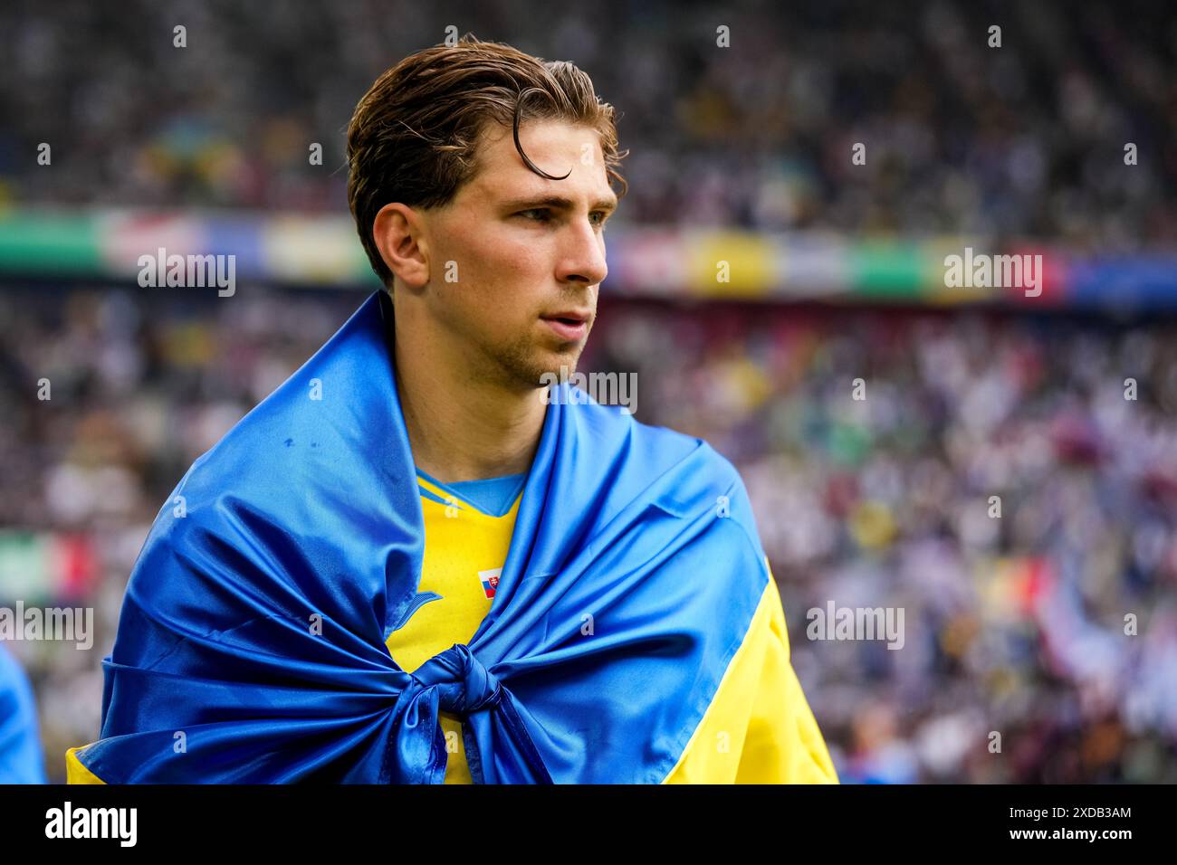 DUSSELDORF, GERMANY - JUNE 21: Illia Zabarnyi of Ukraine walks out ...