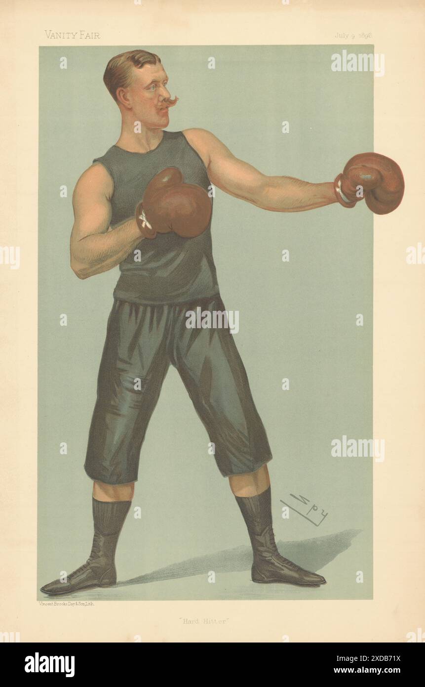 VANITY FAIR SPY CARTOON Walter Edgeworth-Johnstone 'Hard Hitter' Boxer ...