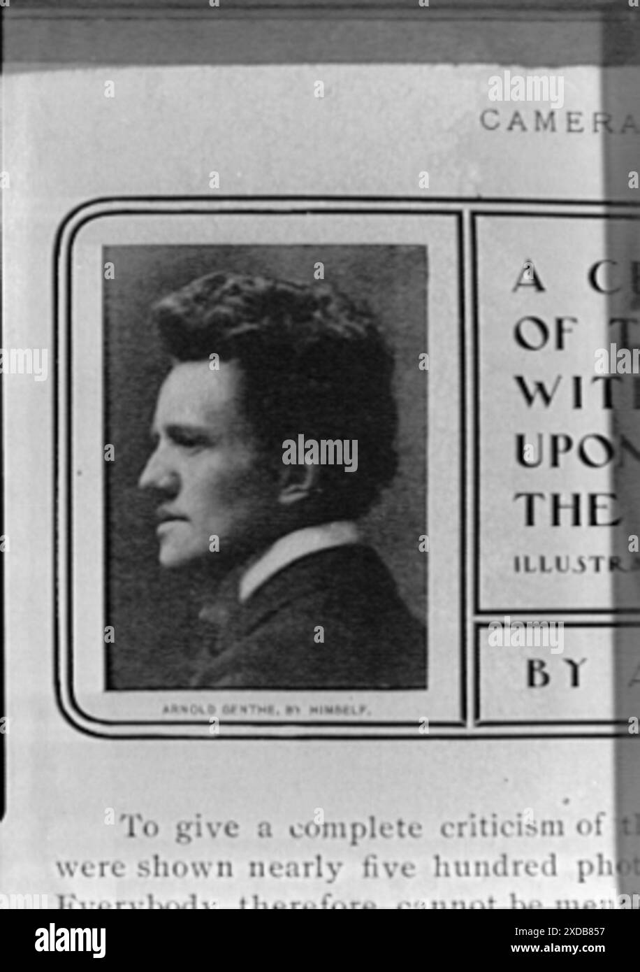 Clipping from an article on Arnold Genthe, including a self-portrait of ...