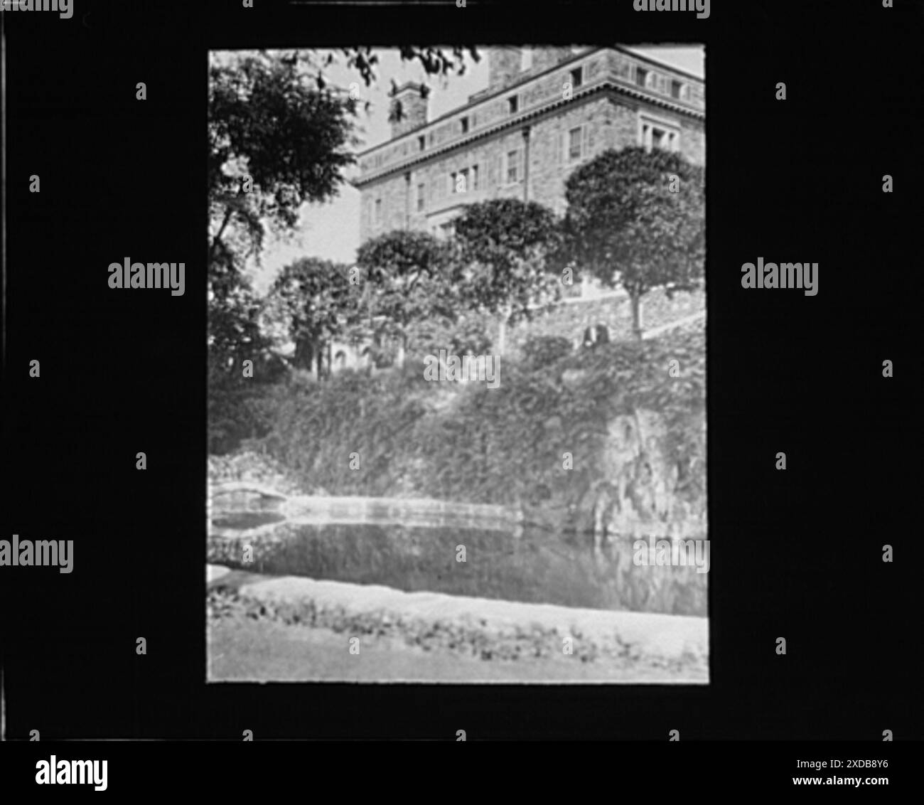 Garden and house at Kijkuit, John D. Rockefeller's estate, designed by ...