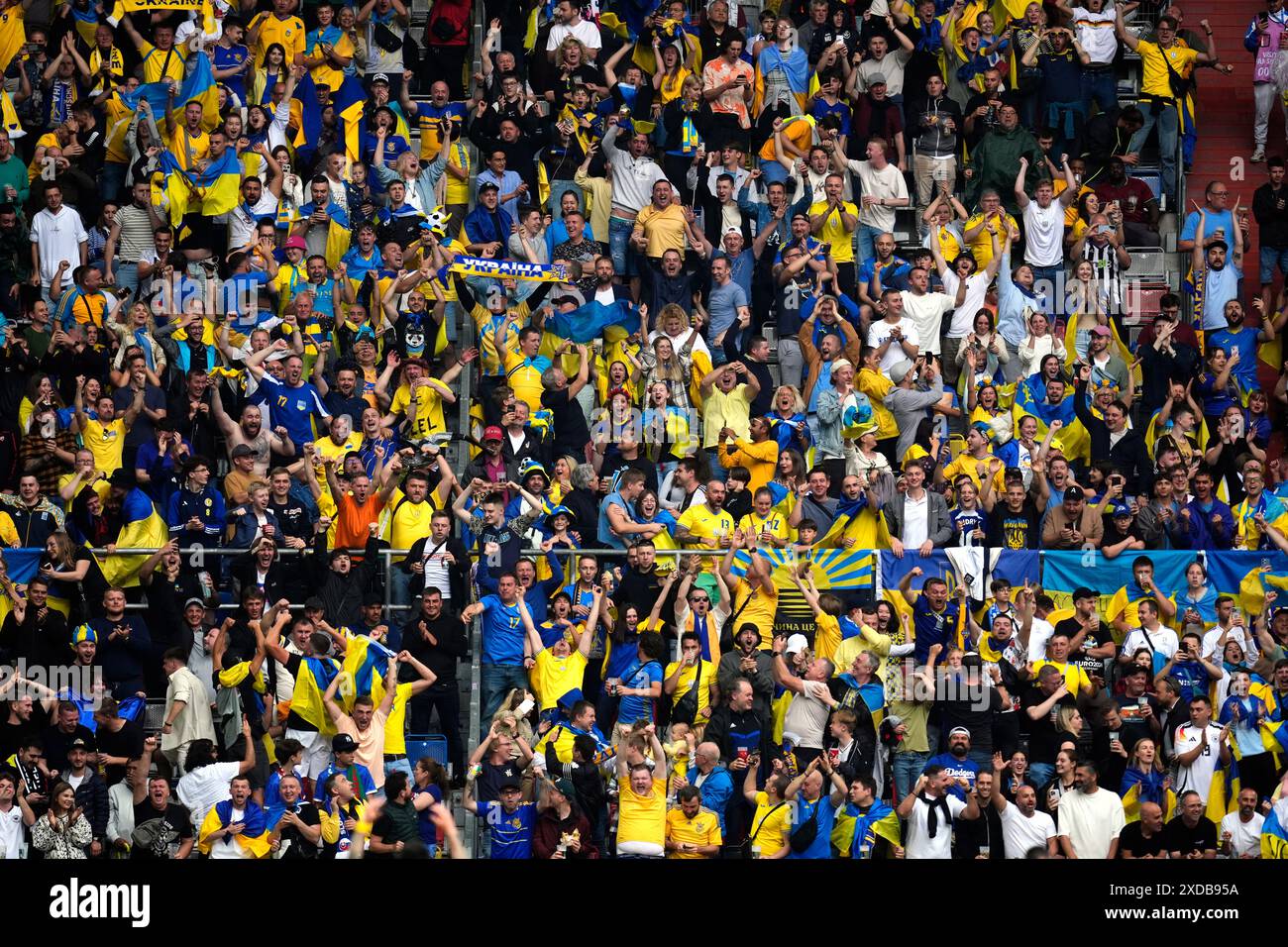 Ukraine fans during the UEFA Euro 2024 Group D match at the Dusseldorf ...