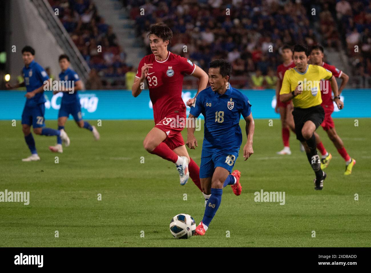 Chanathip Songkrasin(blue) of thailand controls the ball, in The FIFA ...