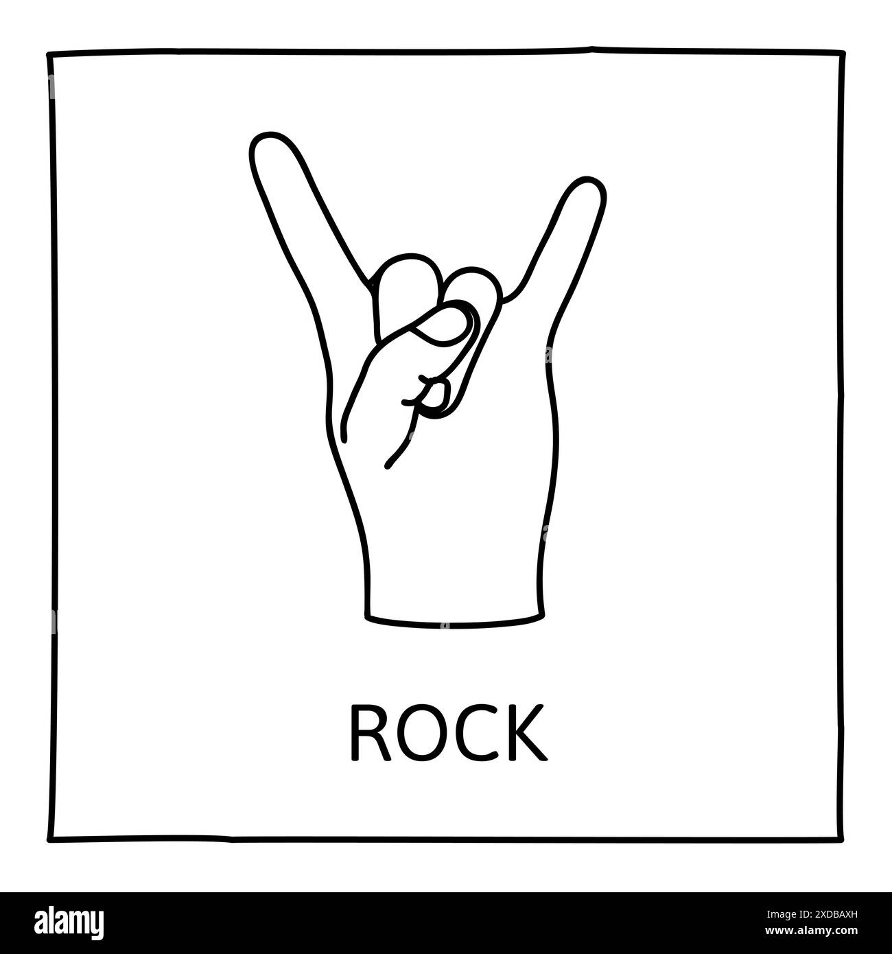 Doodle ROCK icon. Hand drawn gesture symbol. Line art style graphic ...