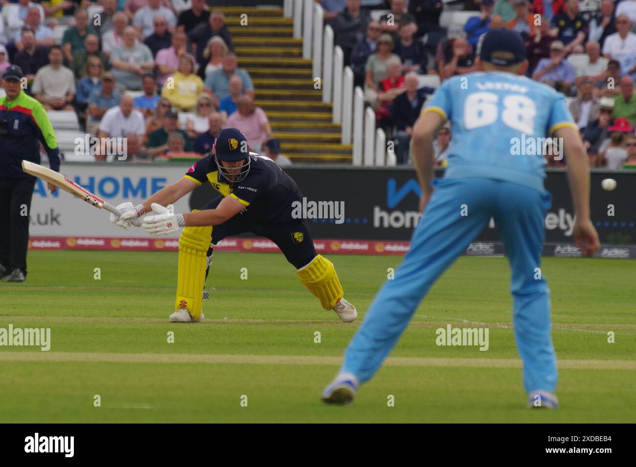 Chester le Street, 21 June 2024. Alex Lees, batting for Durham Cricket ...