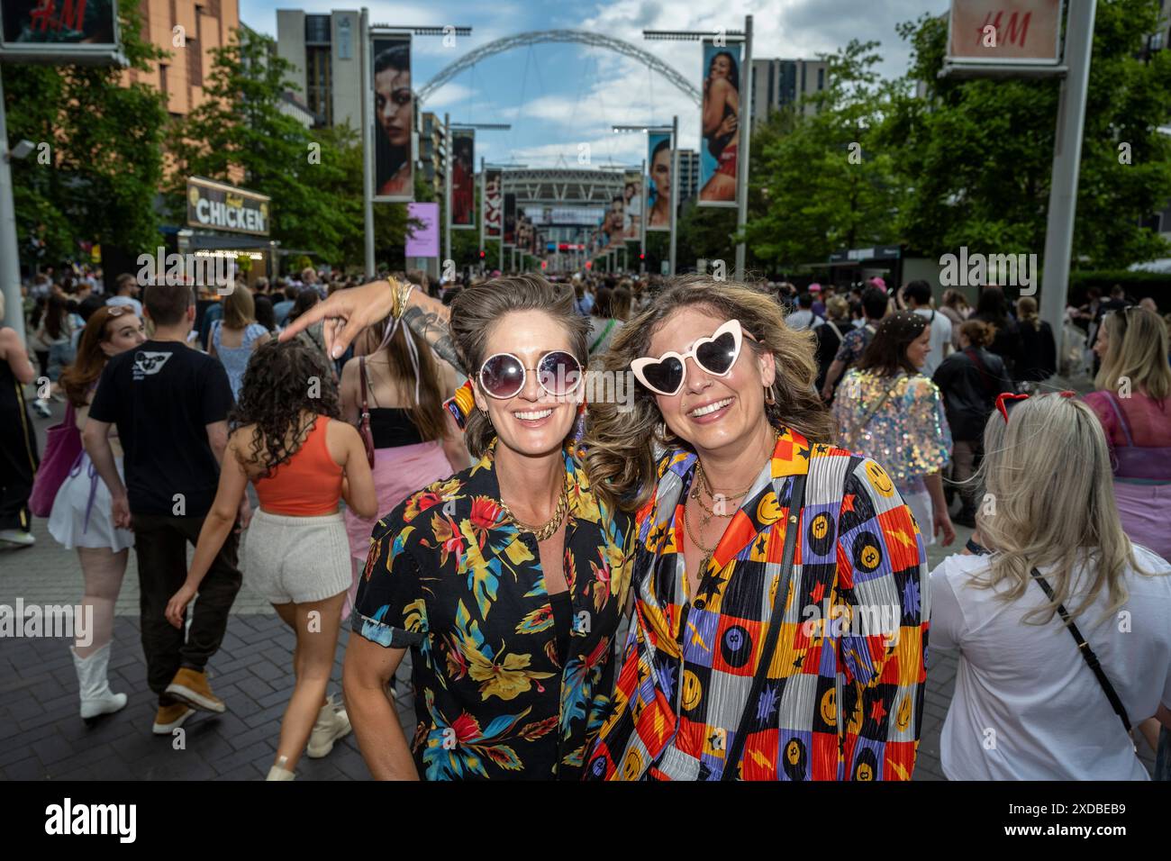 London, UK. 21 June 2024. Taylor Swift fans ('Swifties') on Olympic Way ...