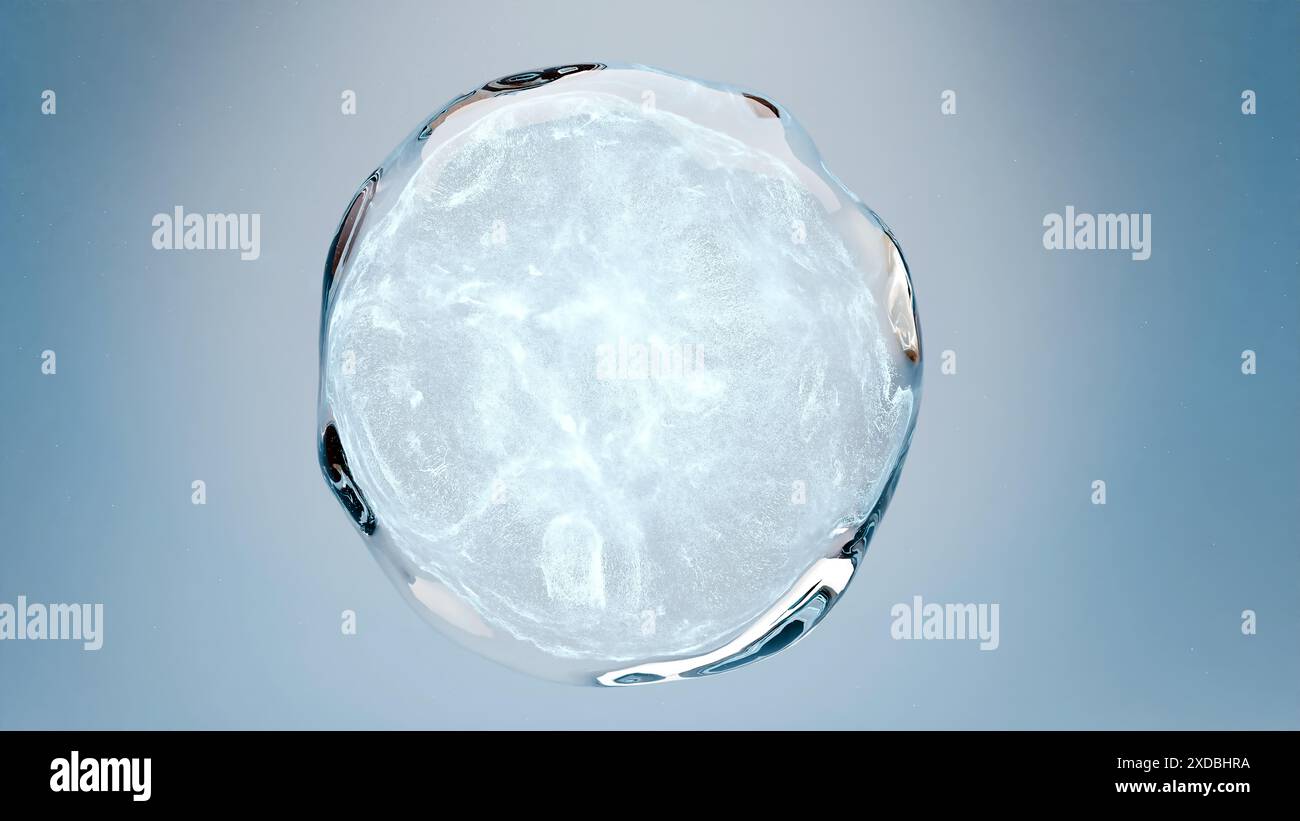 essential Oil Bubbles for cosmetics in water. blue liquid bubbles ...
