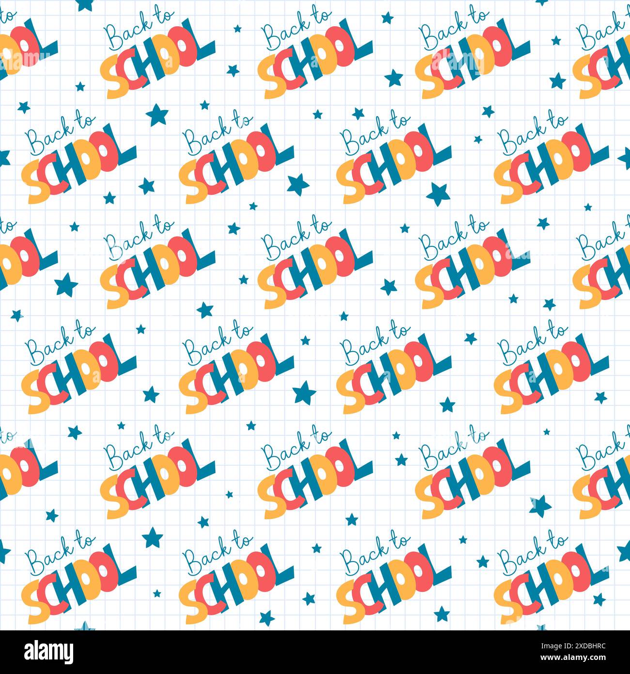 Back to School pattern seamless. Vector background with cute lettering ...