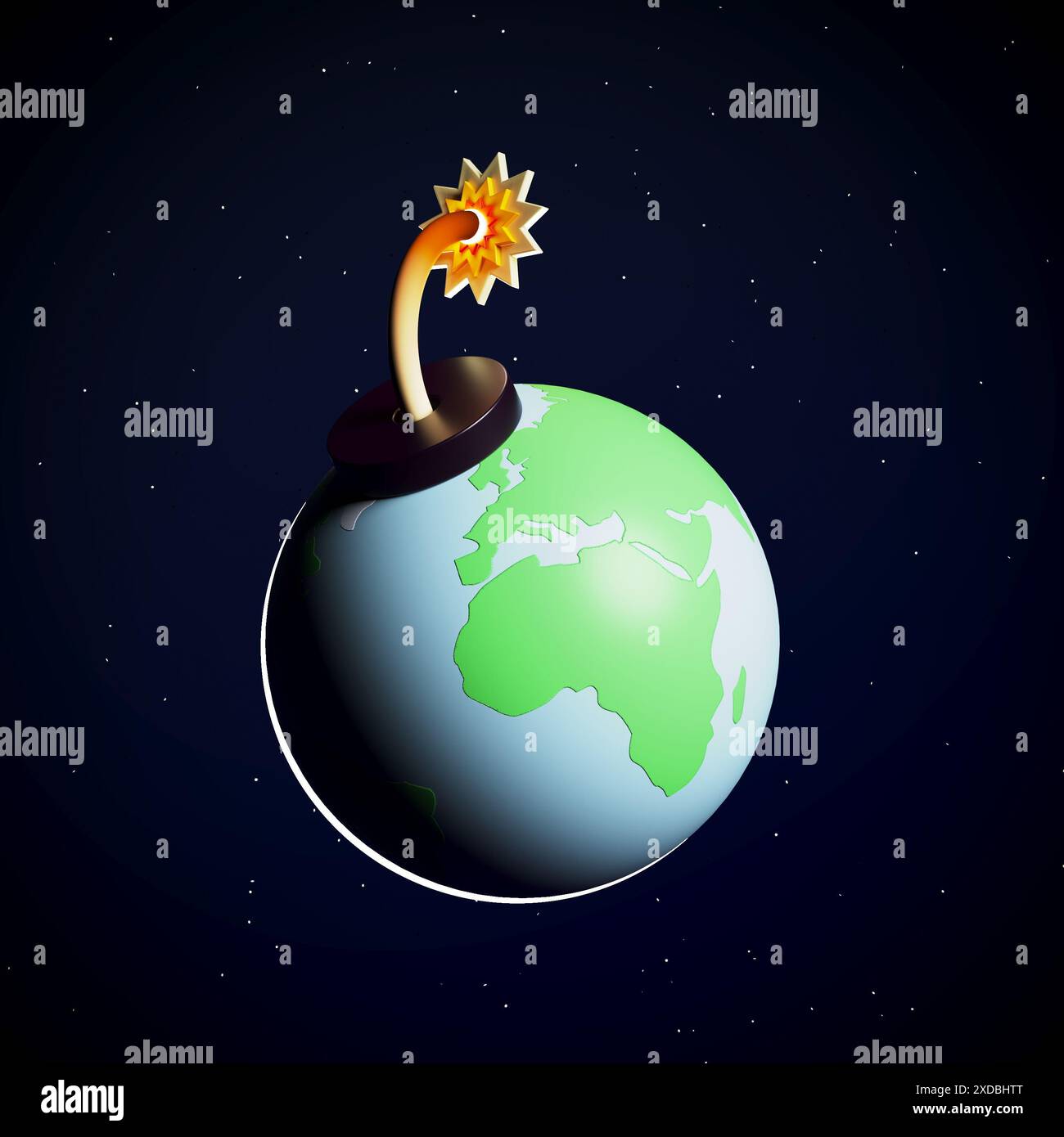 illustration of earth in the form of a bomb, with a lit fuse Stock ...