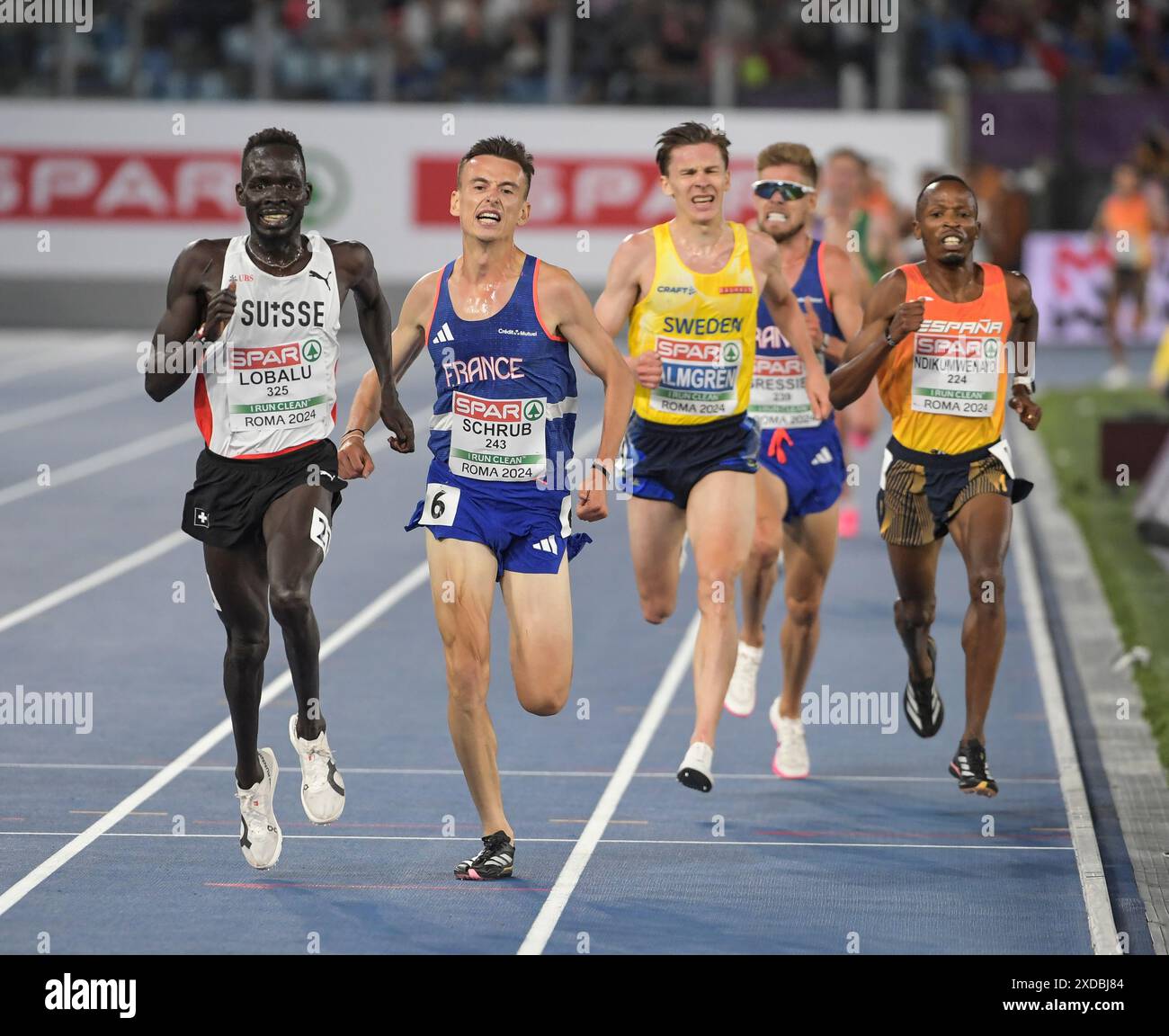 Dominic Lobalu of Switzerland and Yann Schrub of France competing in ...