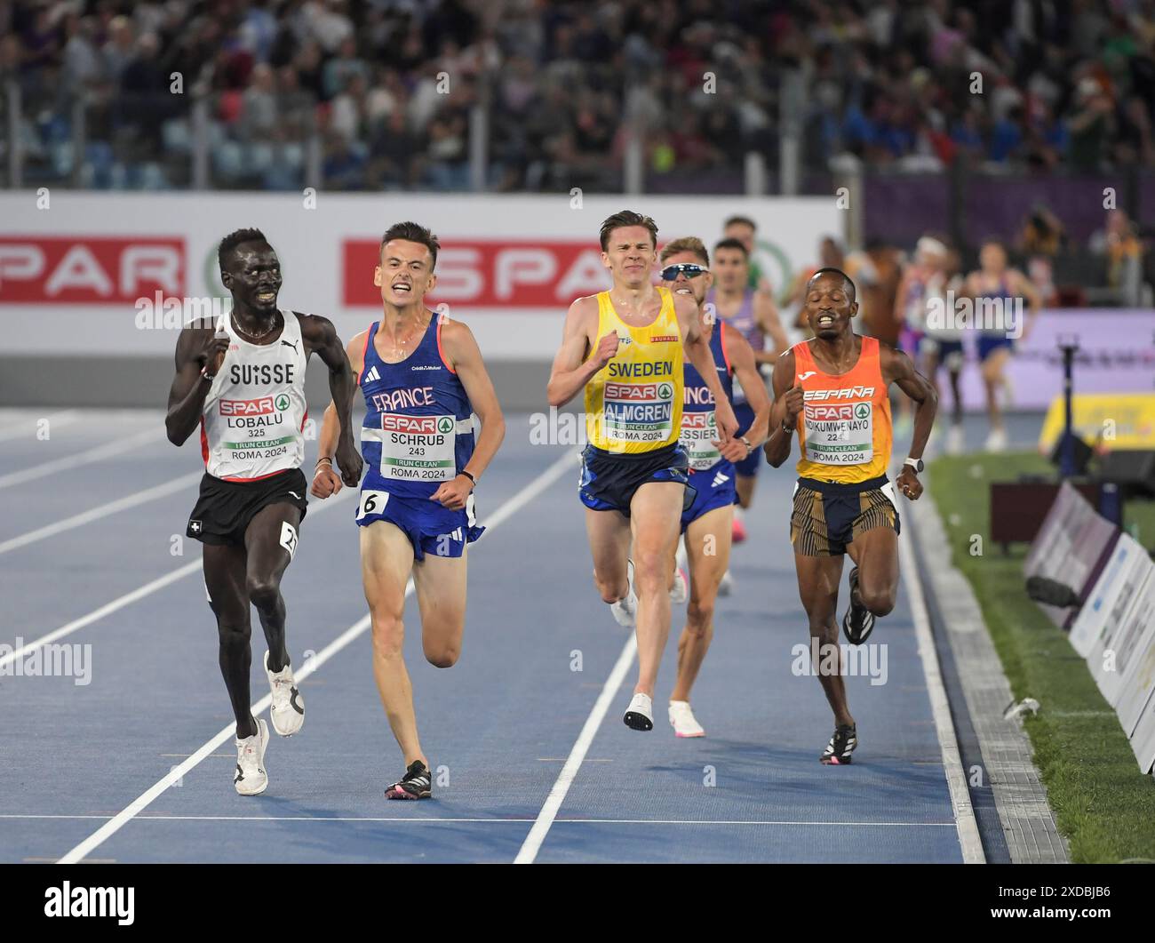 Dominic Lobalu of Switzerland and Yann Schrub of France competing in ...