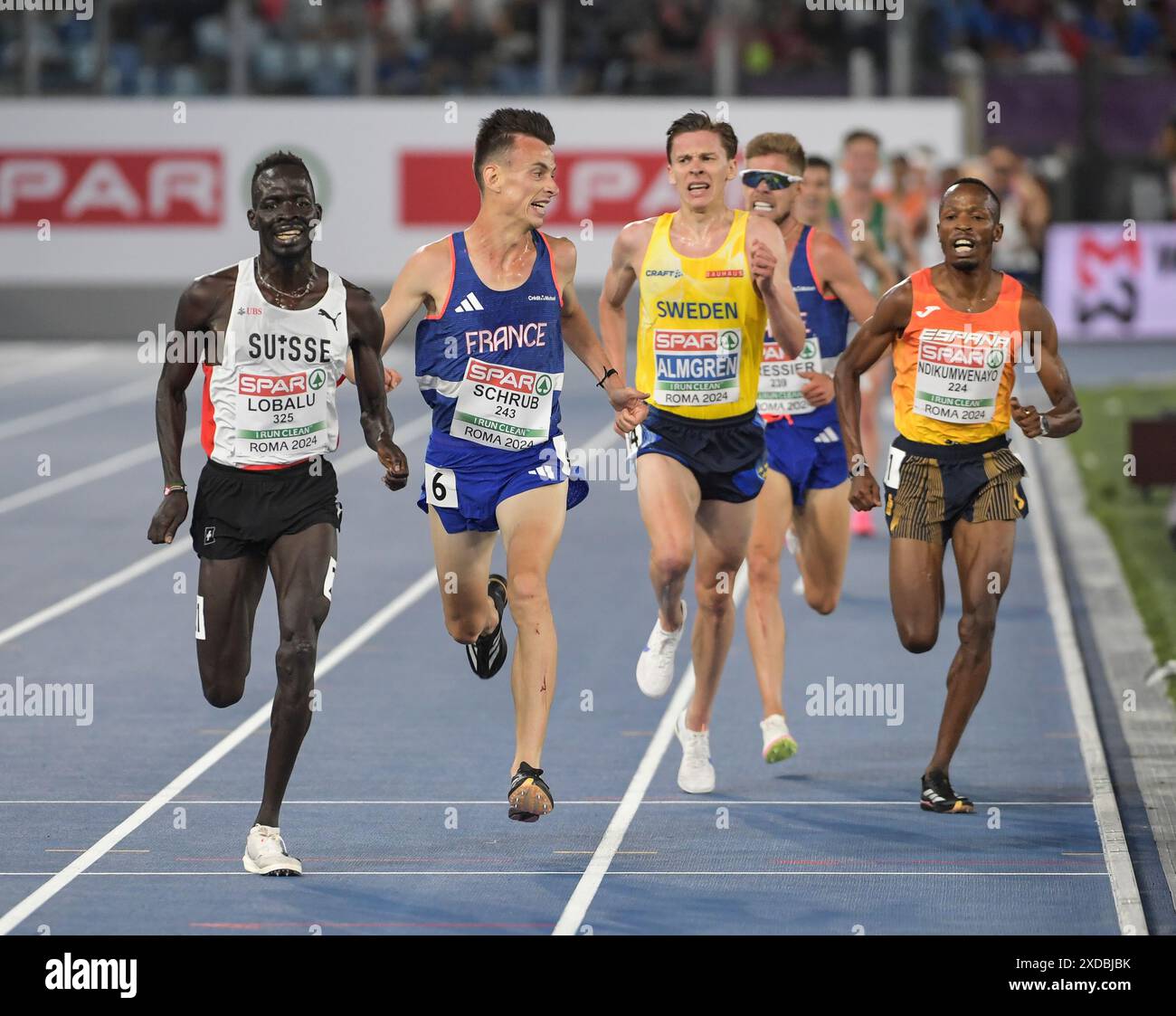 Dominic Lobalu of Switzerland and Yann Schrub of France competing in ...