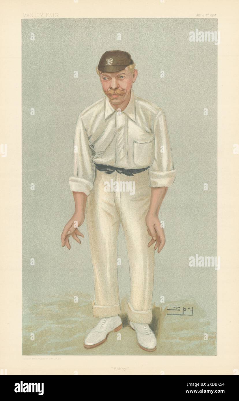 VANITY FAIR SPY CARTOON Robert Abel 'Bobby'. Cricket 1902 old antique ...