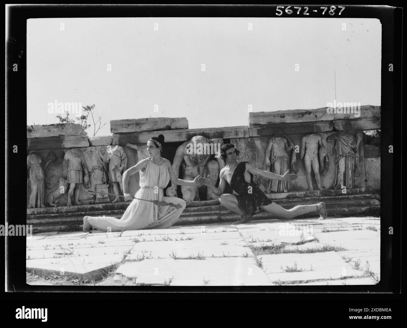 Kanellos dance group at ancient sites in Greece. Genthe photograph ...