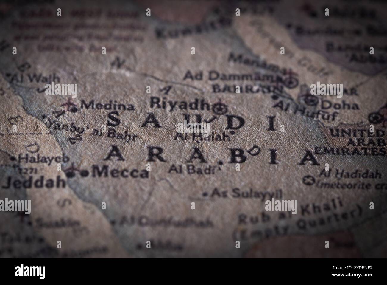 Country Saudi Arabia on map. Closeup name country Stock Photo - Alamy