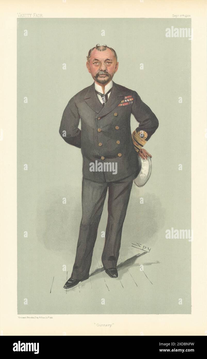 VANITY FAIR SPY CARTOON Captain Percy Scott 'Gunnery'. Navy uniform ...