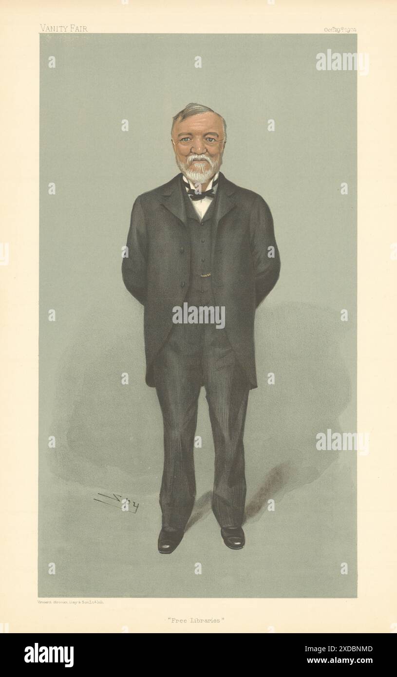 VANITY FAIR SPY CARTOON Mr Andrew Carnegie 'Free Libraries'. USA 1903 ...