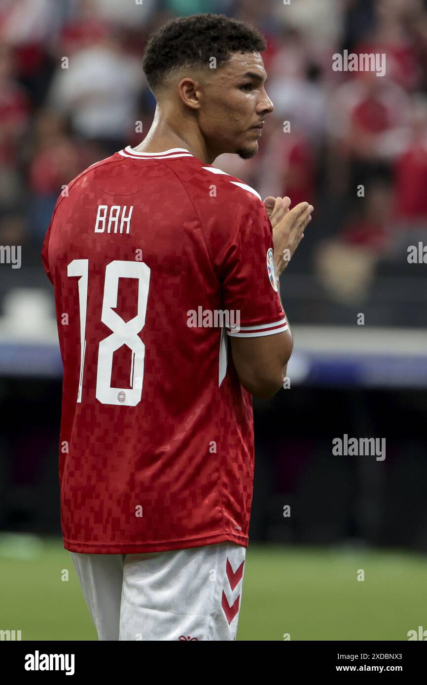 Alexander Bah of Denmark salutes the supporters following the UEFA Euro ...
