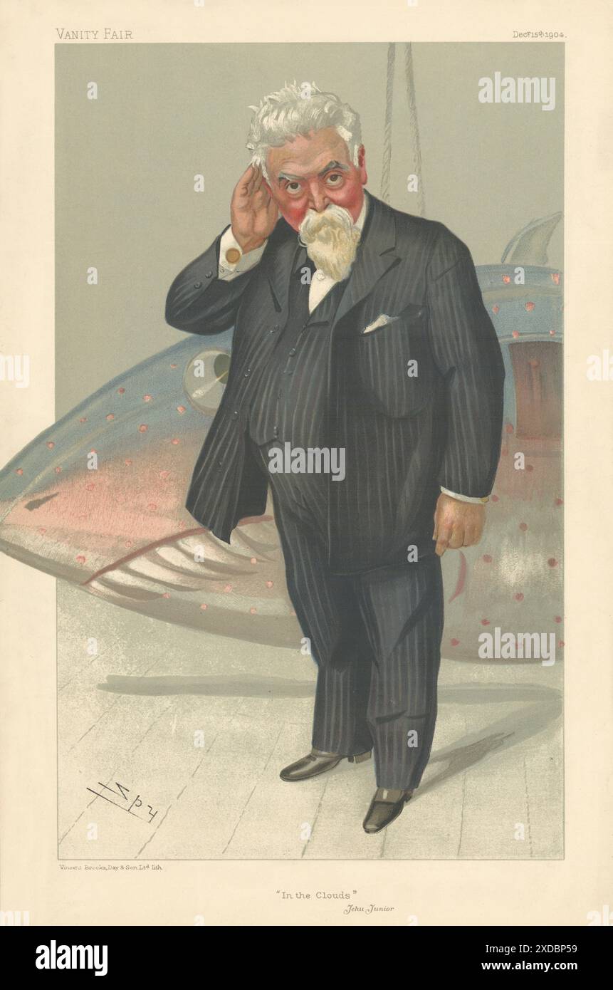 VANITY FAIR SPY CARTOON Sir Hiram Stevens Maxim 'In the clouds' Machine ...