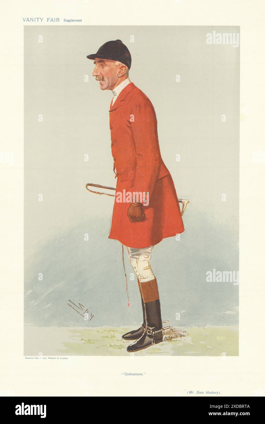 VANITY FAIR SPY CARTOON Mr Evan Hanbury 'Cottesmore' Fox hunter 1906 ...
