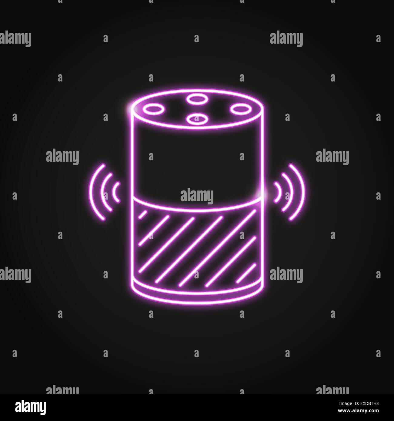 Neon smart speaker icon in line style. Audio device symbol. Vector illustration Stock Vector ...