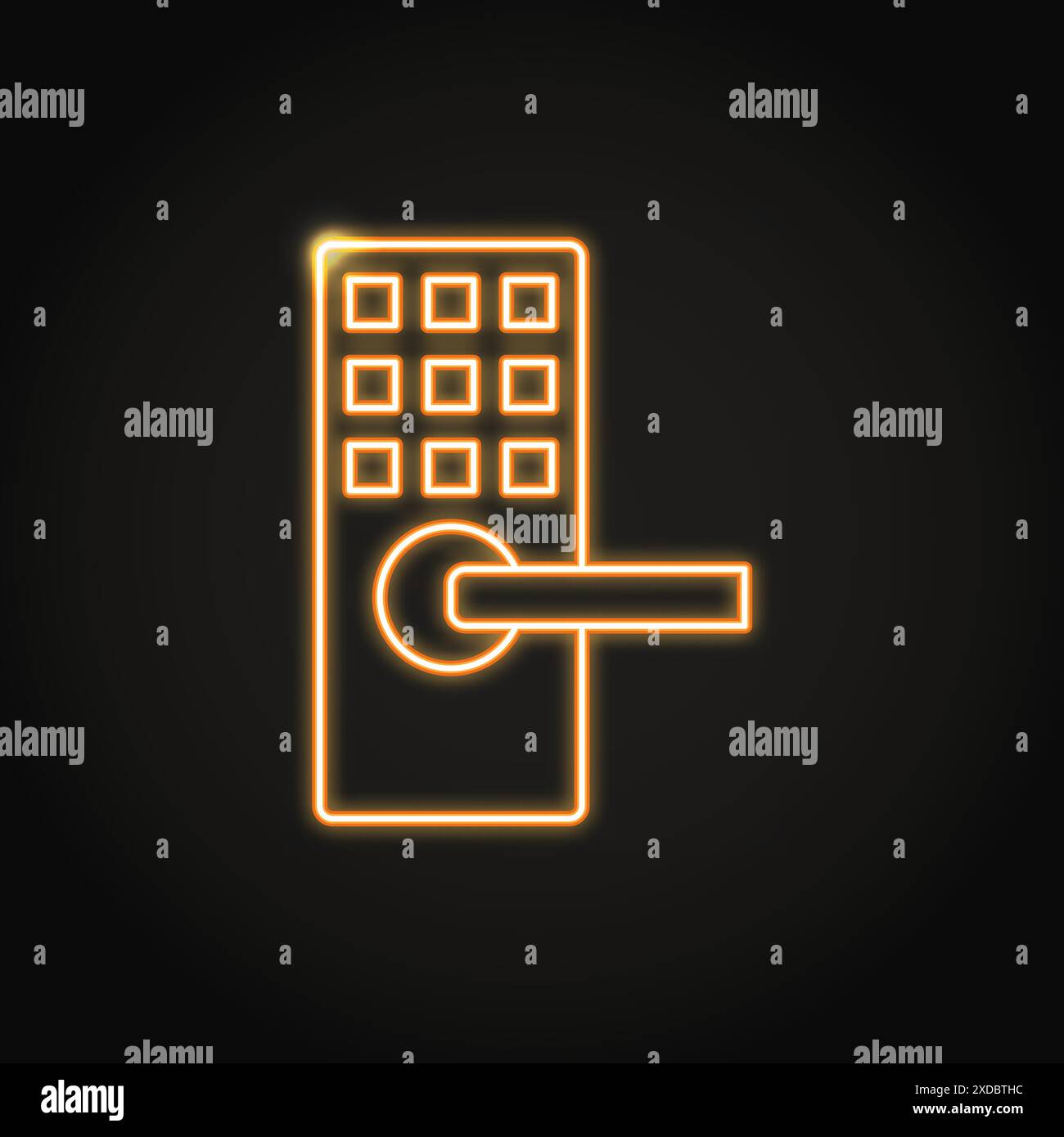 Neon smart lock icon in line style. Modern home security symbol. Vector ...