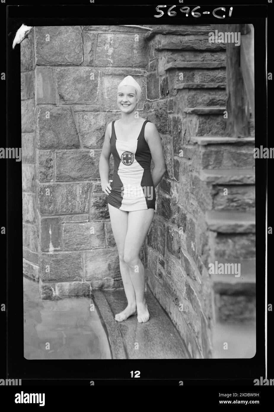 Ford, Elsie, Miss, standing outdoors in a bathing suit. Genthe ...