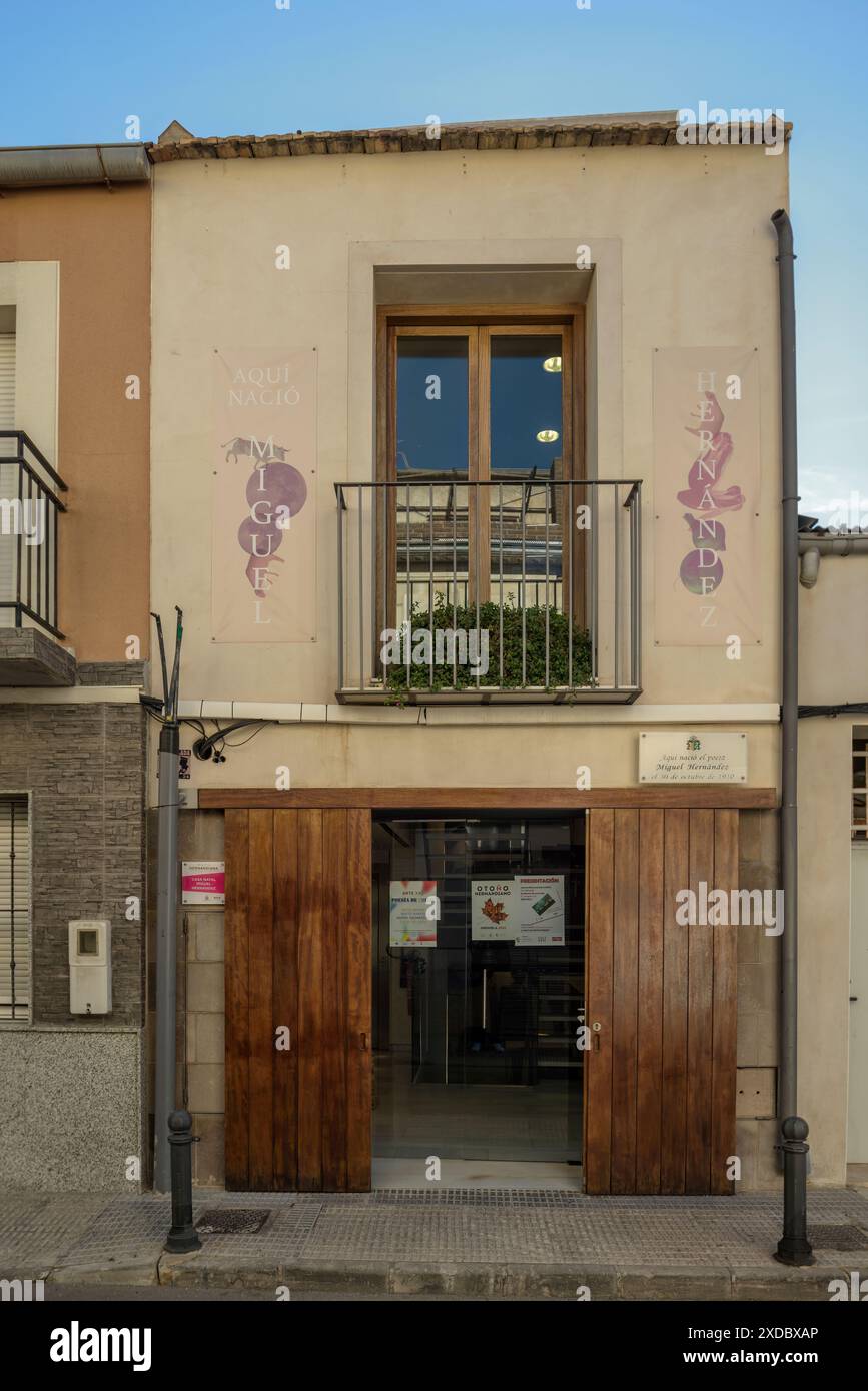 facade of the birthplace where the poet Miguel Hernandez was born in ...