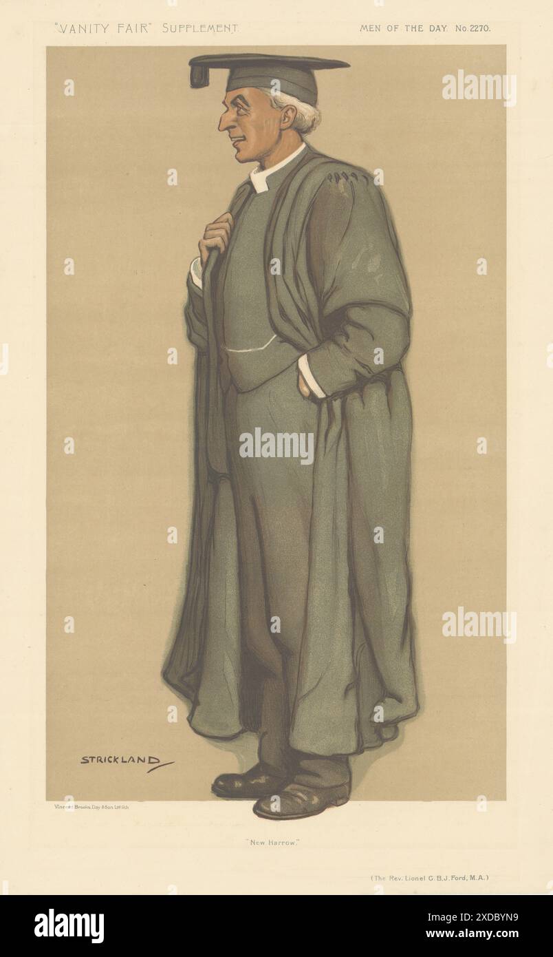 VANITY FAIR SPY CARTOON Rev Lionel Ford 'New Harrow' By Strickland 1912 ...