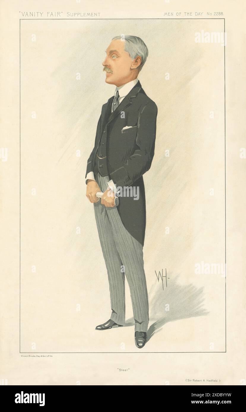 VANITY FAIR SPY CARTOON Sir Robert Hadfield 'Steel'. By WH 1912 old ...