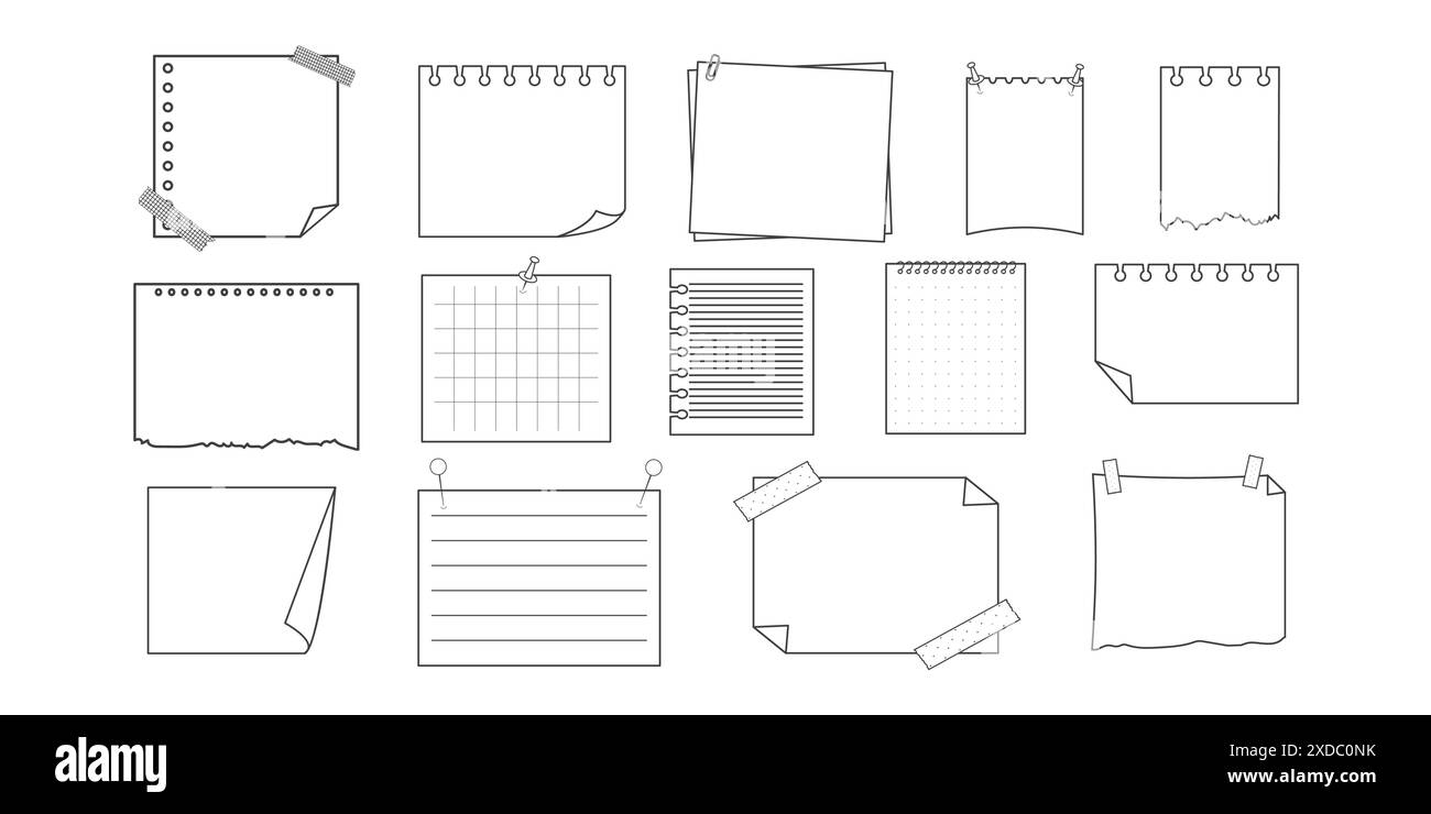 Memo sticky note reminder sheet paper. Doodle paper frame, check list ...