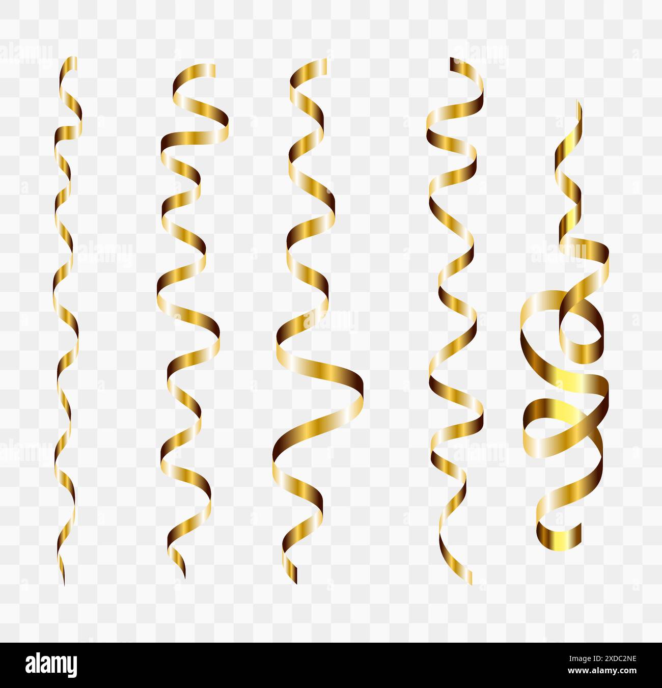 Gold confetti. Serpentine spiral ribbons. Golden luxury party decor ...