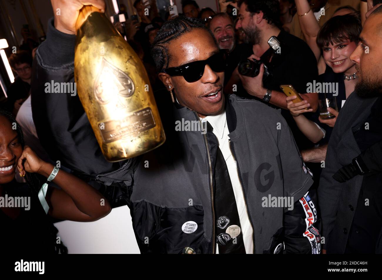 ASAP Rocky celebrates after the American Sabotage Spring Summer 2025 ...