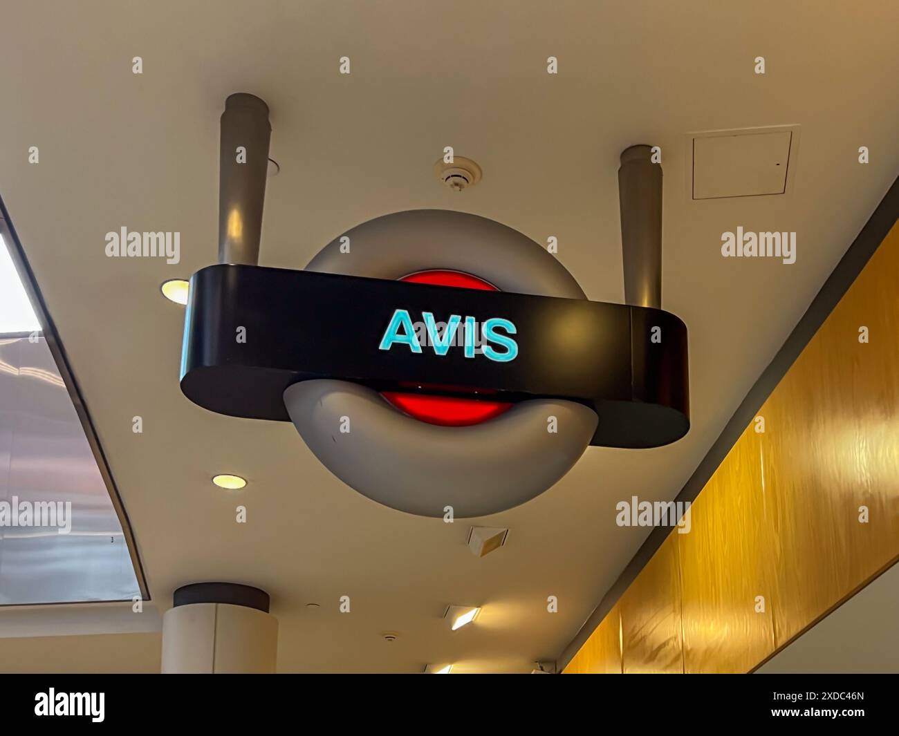 Houston, Texas, USA - April 1, 2024: Close up of Avis sign at an ...