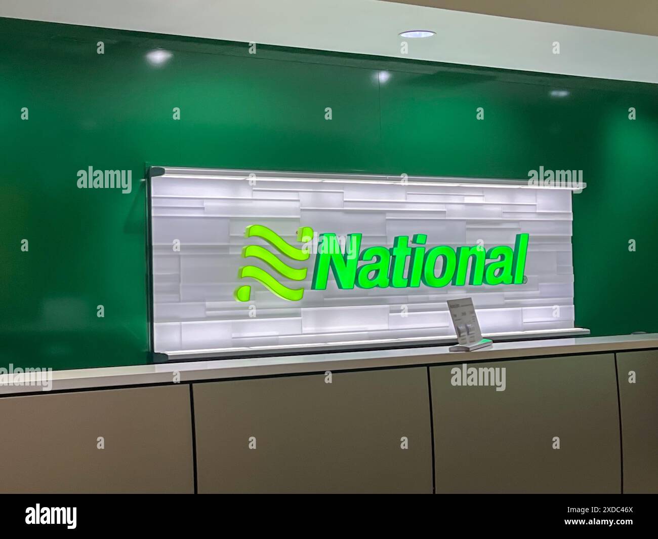 Houston, Texas, USA - April 1, 2024: National car rental counter at an ...
