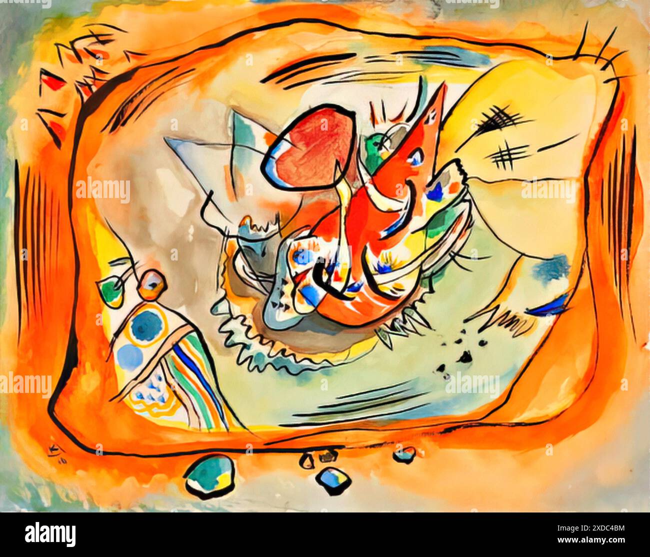 Sketch for Painting with Orange Border, 1916 (painting) by Artist ...