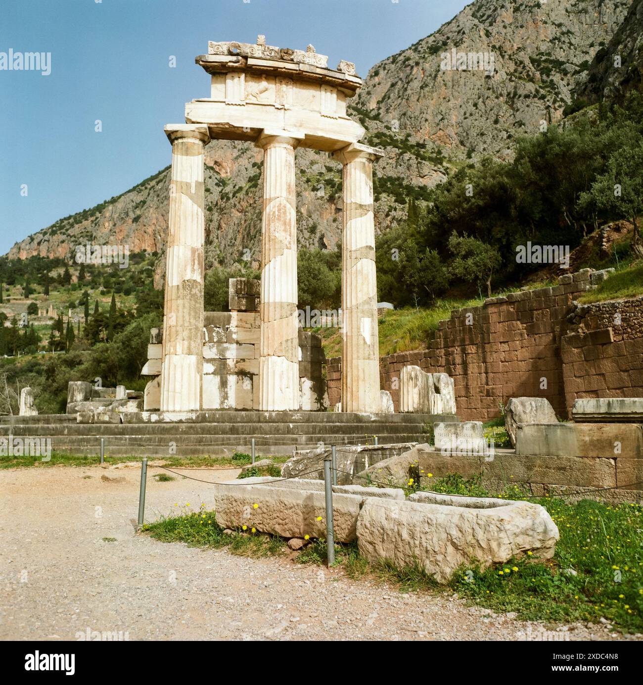 Temple of Athena Pronaia, Ancient Delphi, Thessaly, Greece Stock Photo ...