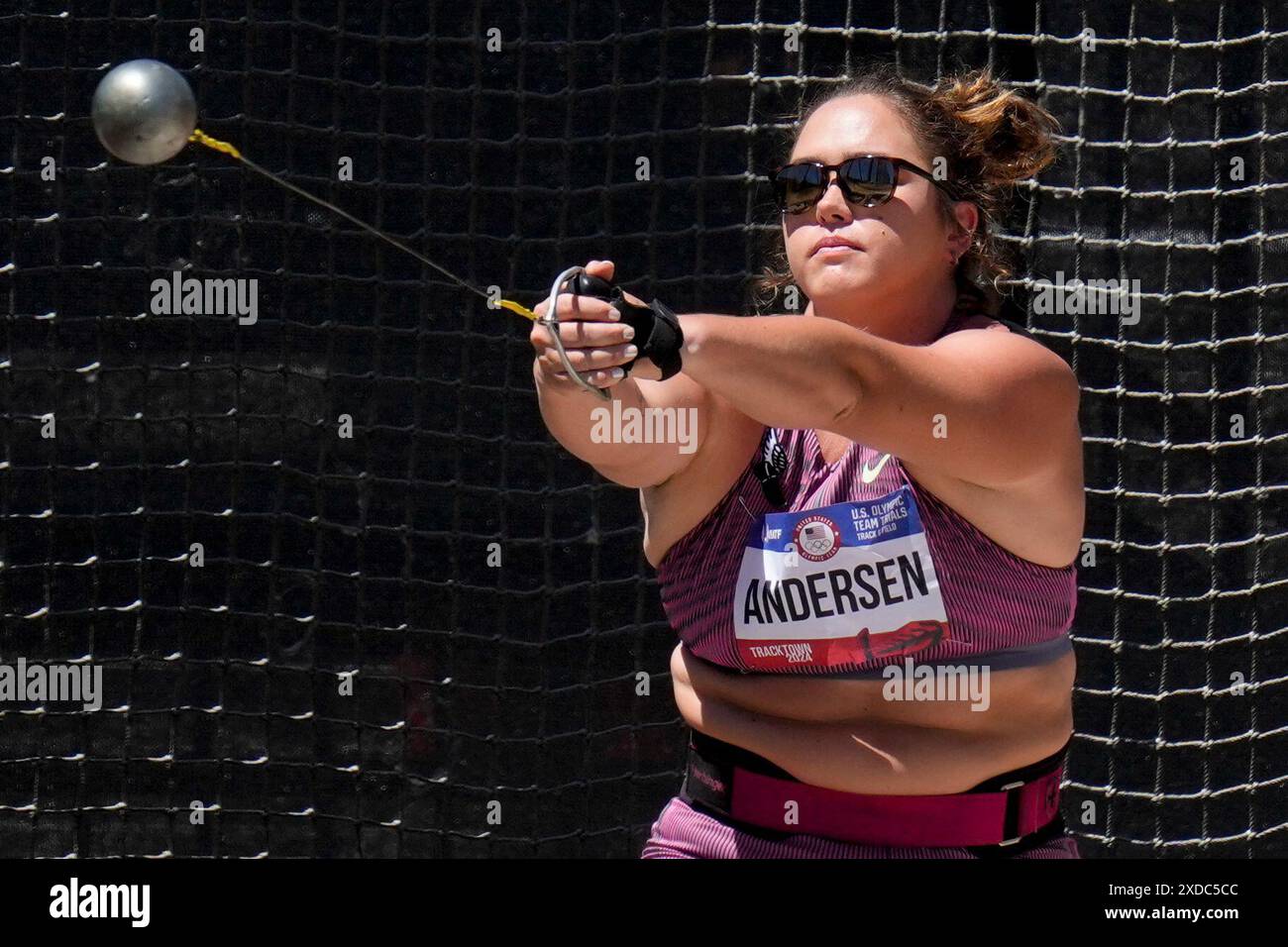 Brooke Andersen competes during the prelims of in women's hammer throw ...
