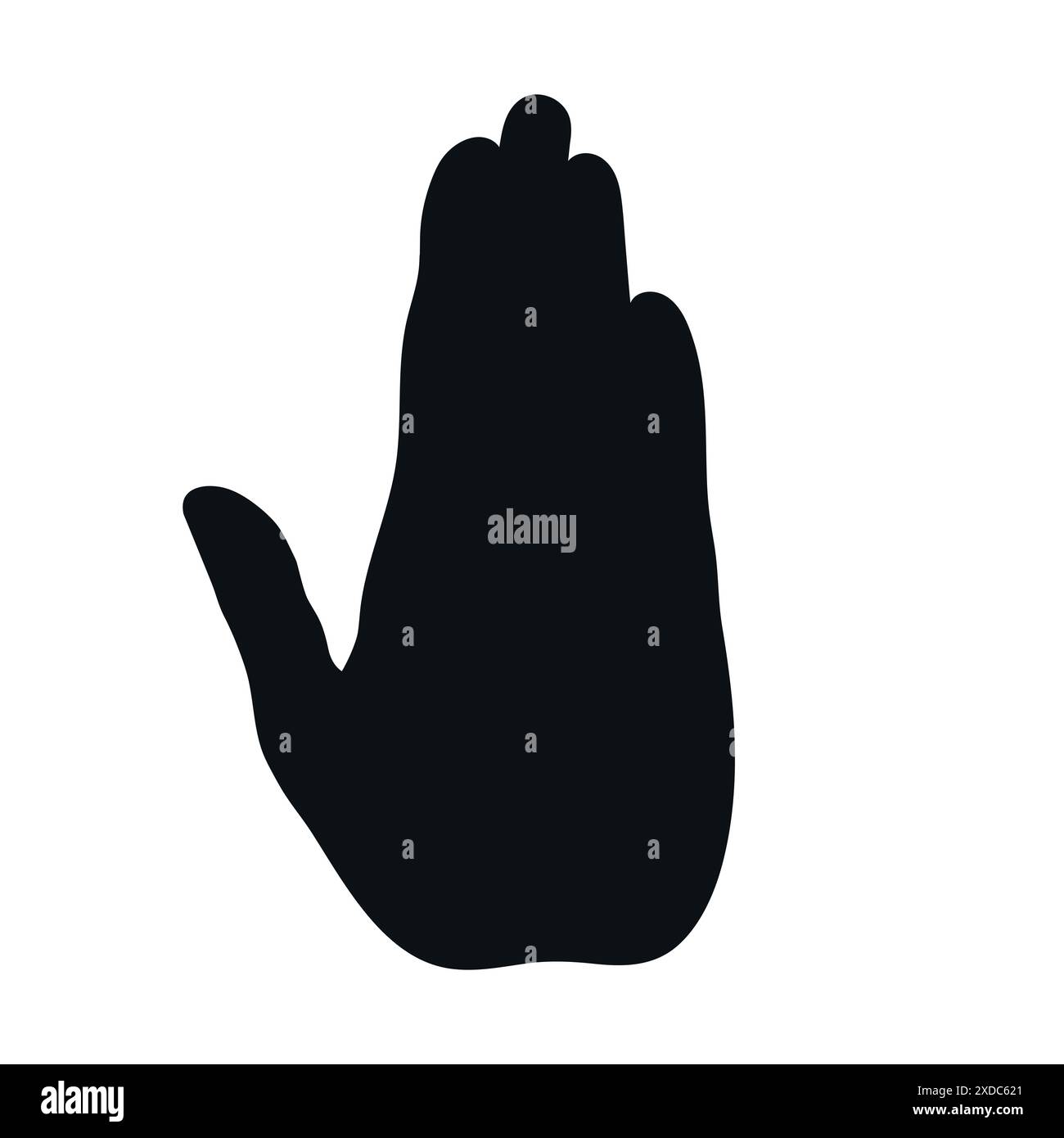 Silhouette of a human hand. Palm of a hand isolated on white background ...