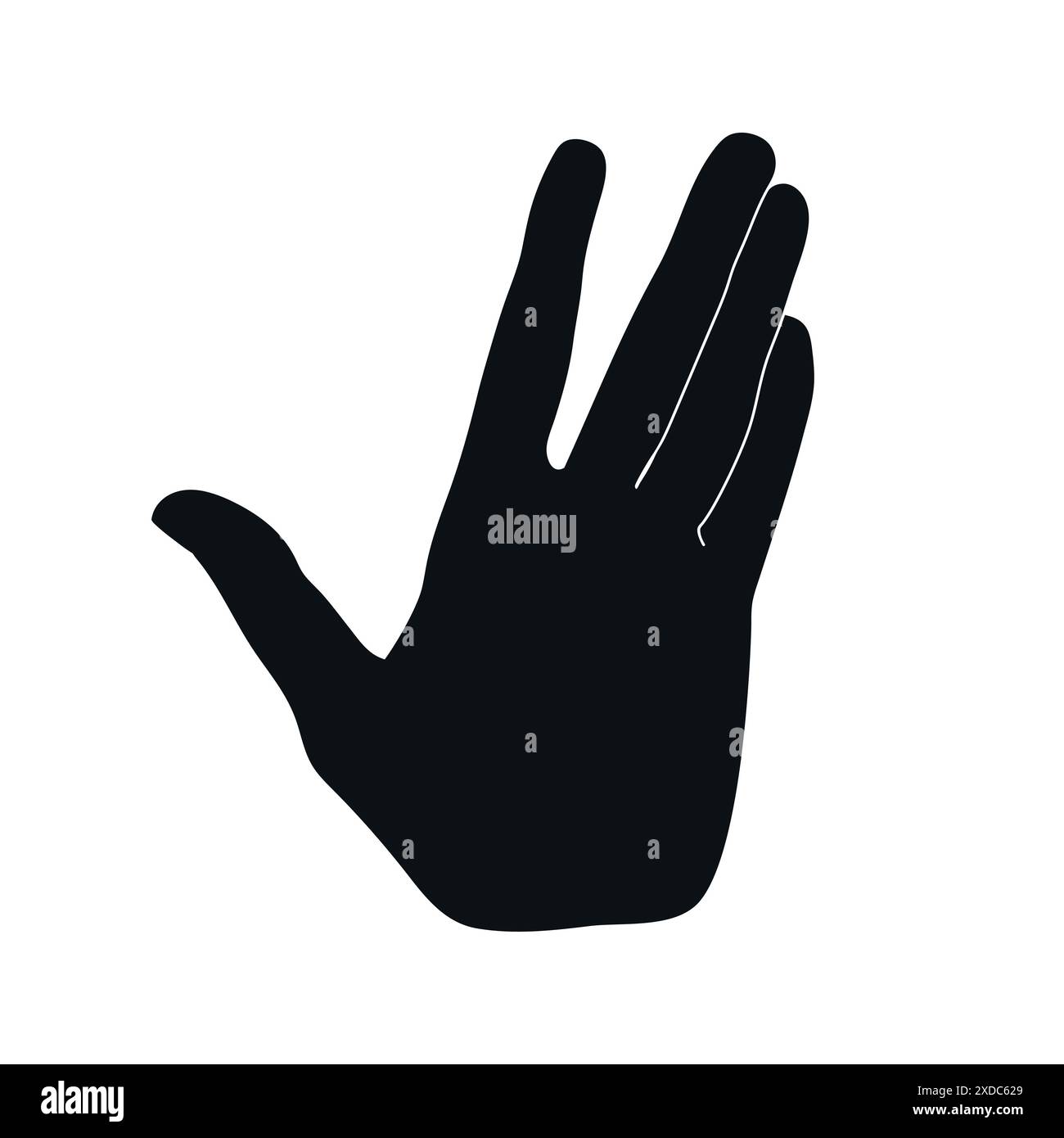 Silhouette of a saluting human hand. Palm of a hand isolated on white ...