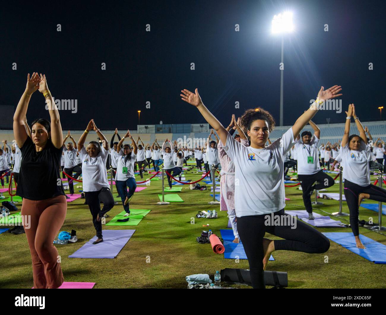 UN International Day of Yoga in Doha People perform in the yoga event ...