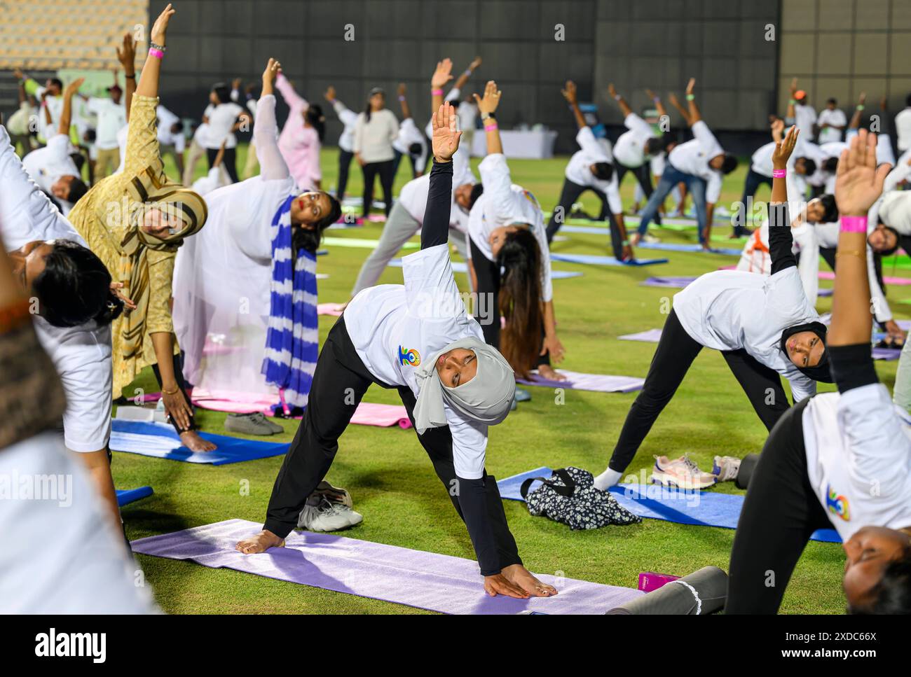 UN International Day of Yoga in Doha People perform in the yoga event ...