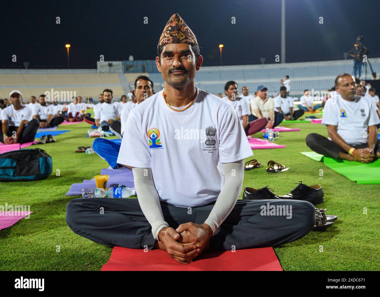 UN International Day of Yoga in Doha People perform in the yoga event ...