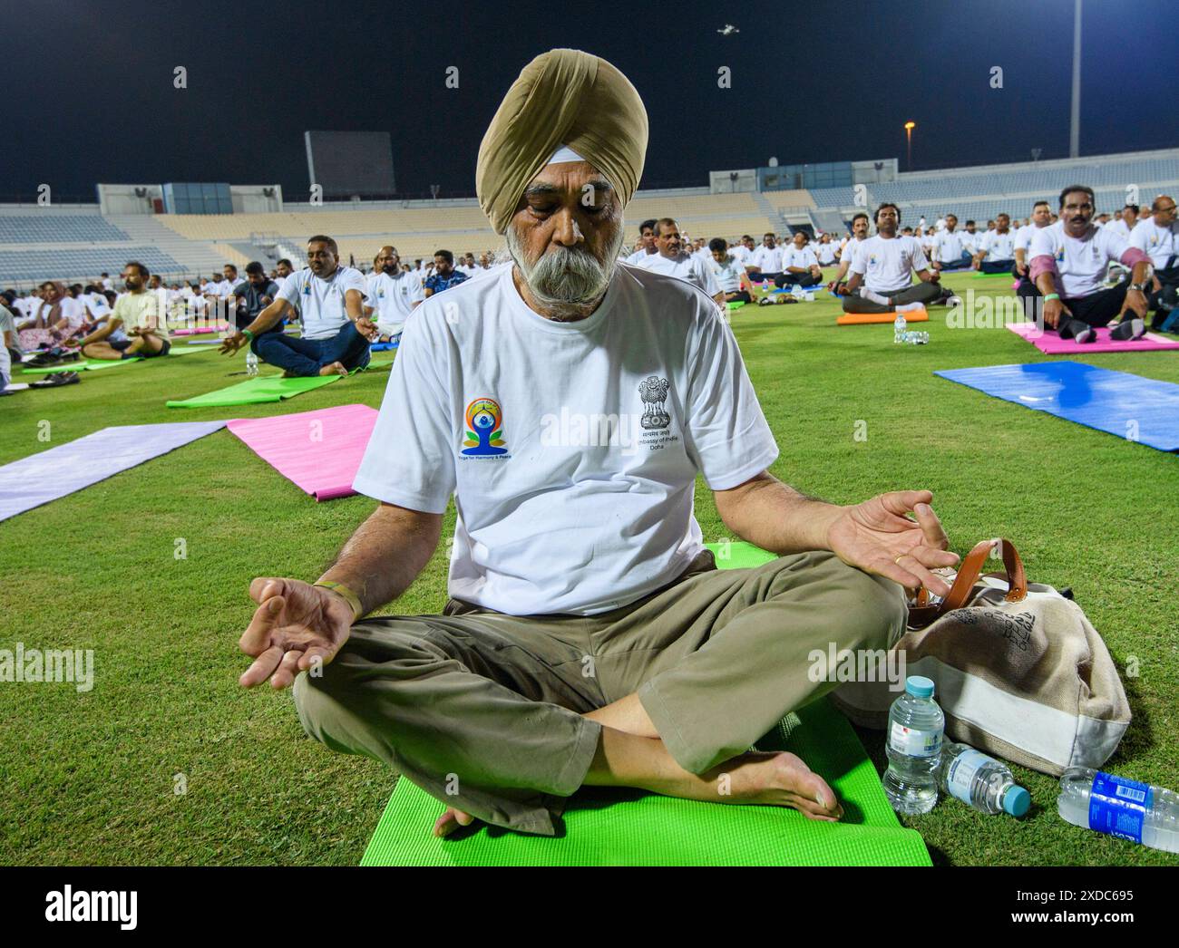 UN International Day of Yoga in Doha People perform in the yoga event ...