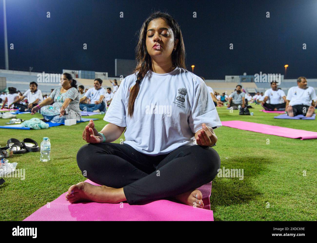 UN International Day of Yoga in Doha People perform in the yoga event ...