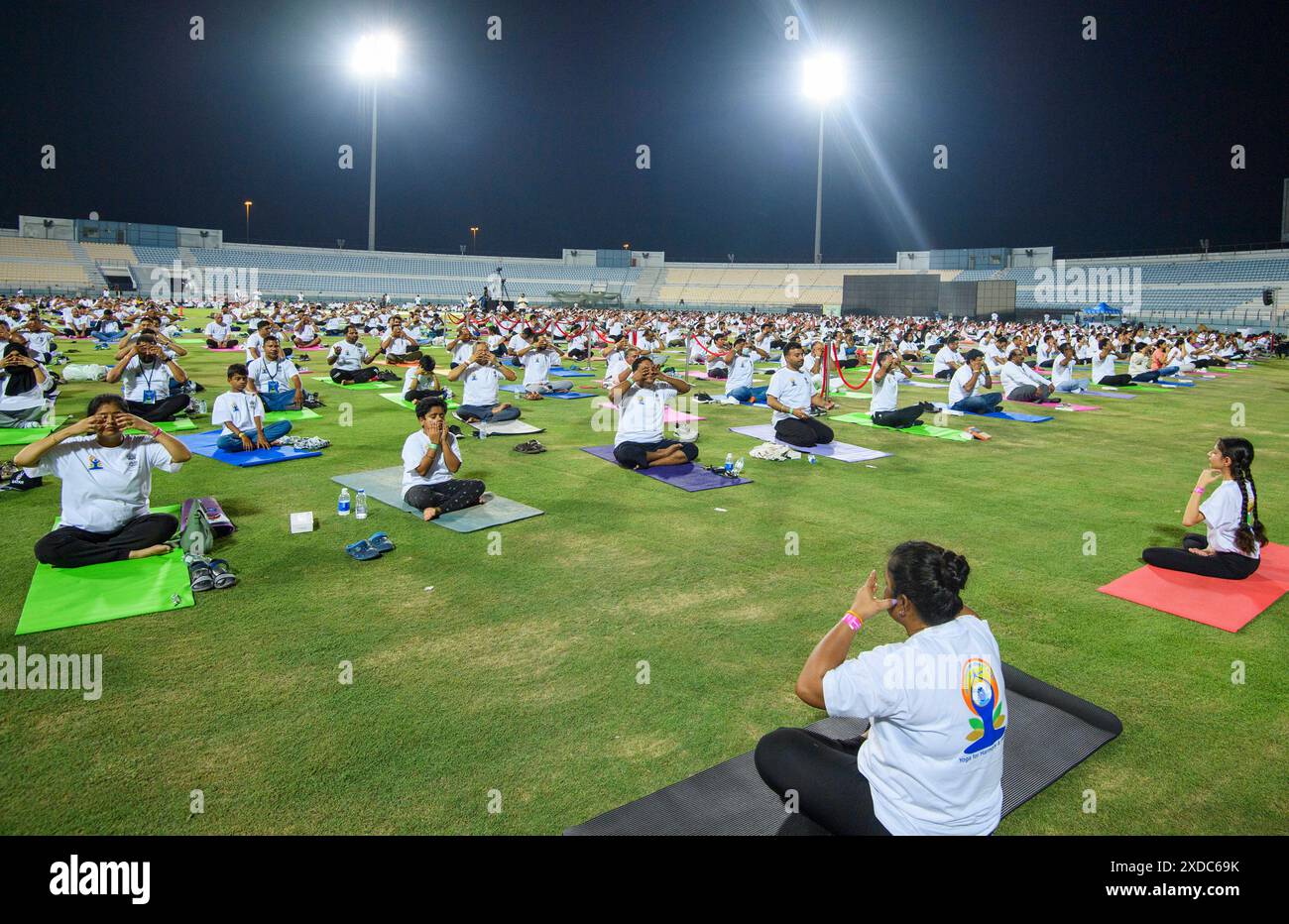 UN International Day of Yoga in Doha People perform in the yoga event ...