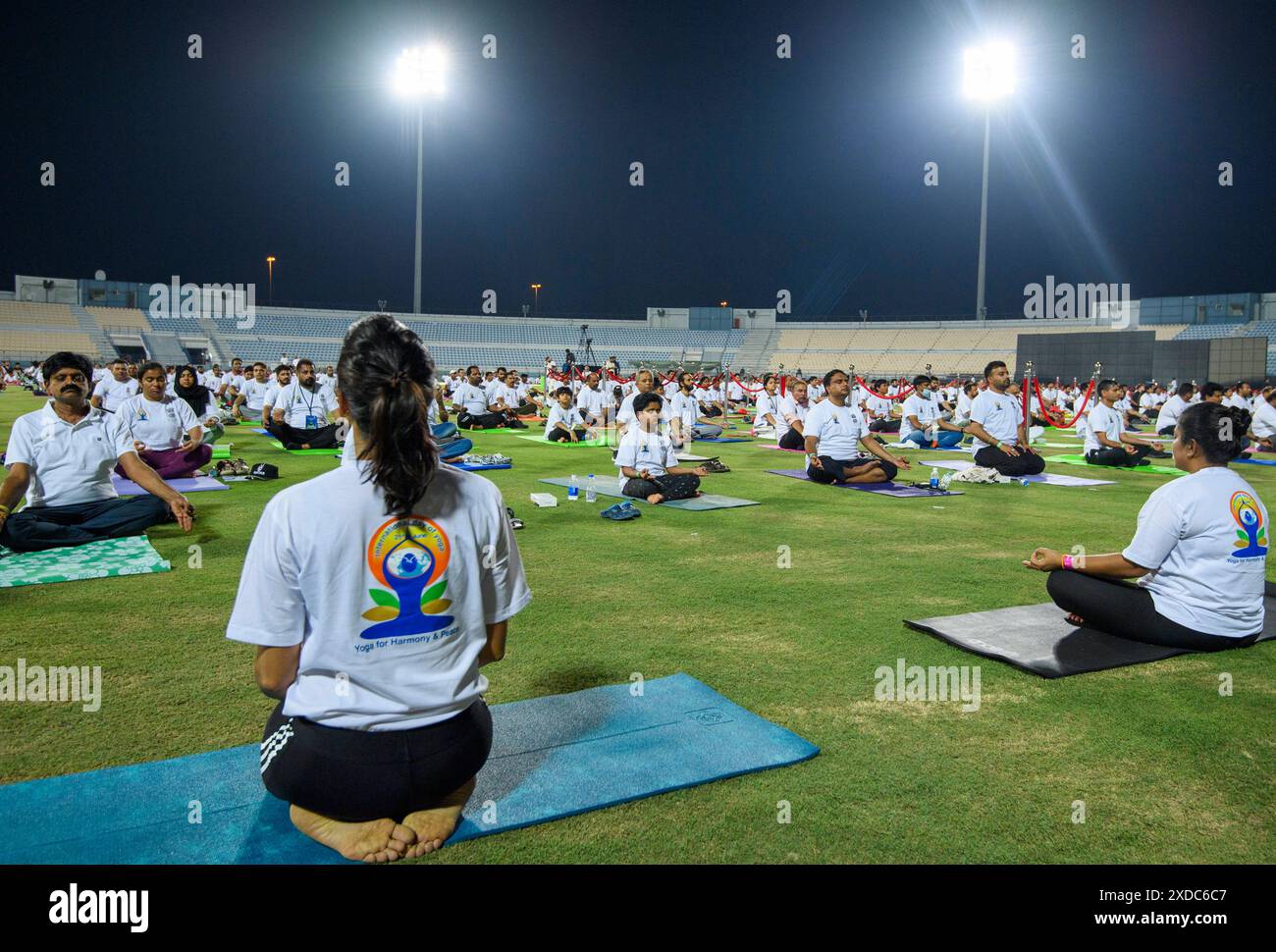 UN International Day of Yoga in Doha People perform in the yoga event ...